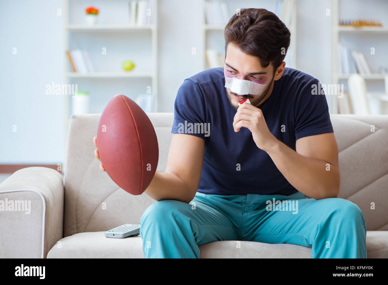 Young man defeated in sports game suffered loss with broken bleeding ...