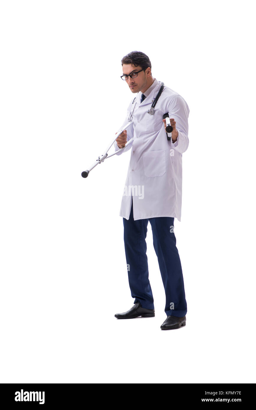 Young doctor physician standing walking isolated on white background ...