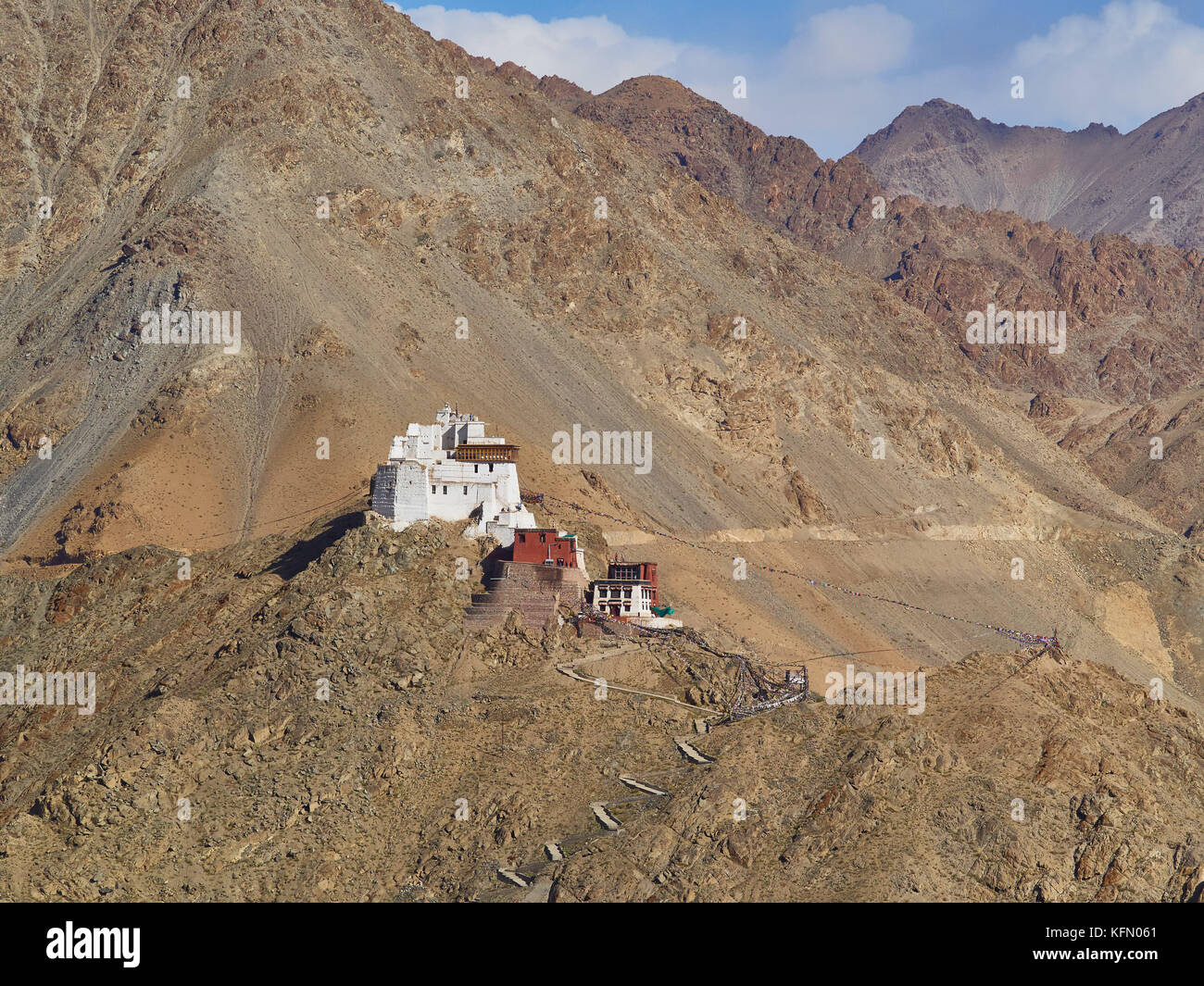 Buddhist monastery Namgyal Tsemo, from the white construction of the ...