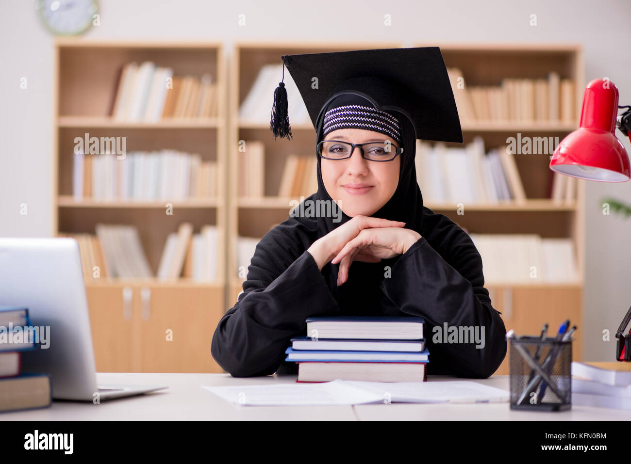 Muslim girl in hijab studying preparing for exams Stock Photo - Alamy