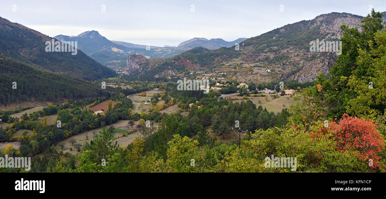 Gorges Du Verdon valley and rock formations in brilliant autumnal ...