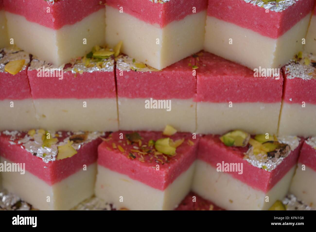 Indian sweets strawberry barfi Stock Photo - Alamy