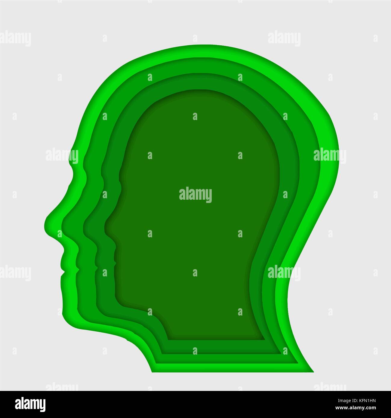 human head in green paper art design background Stock Photo - Alamy