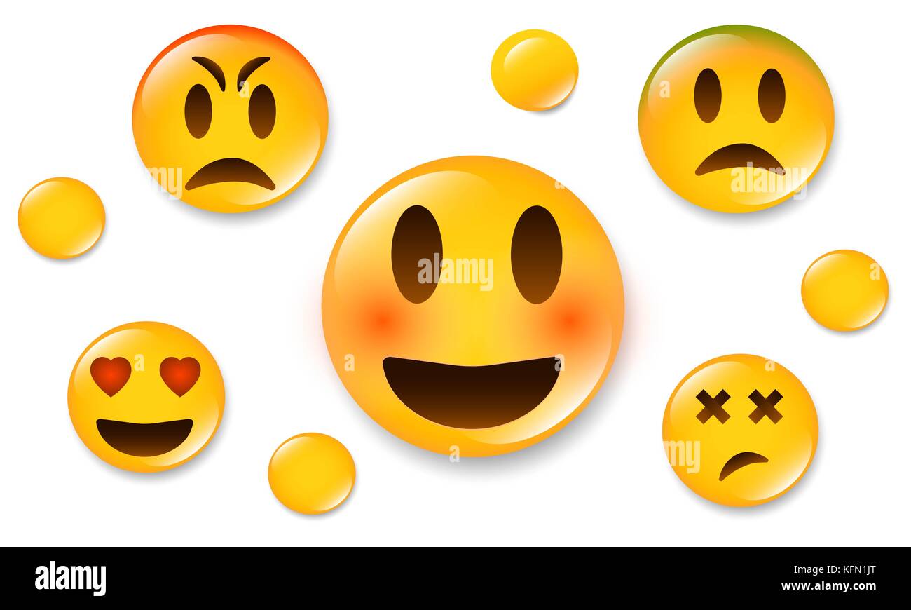 yellow emoticons in social media concept design on white vector ...