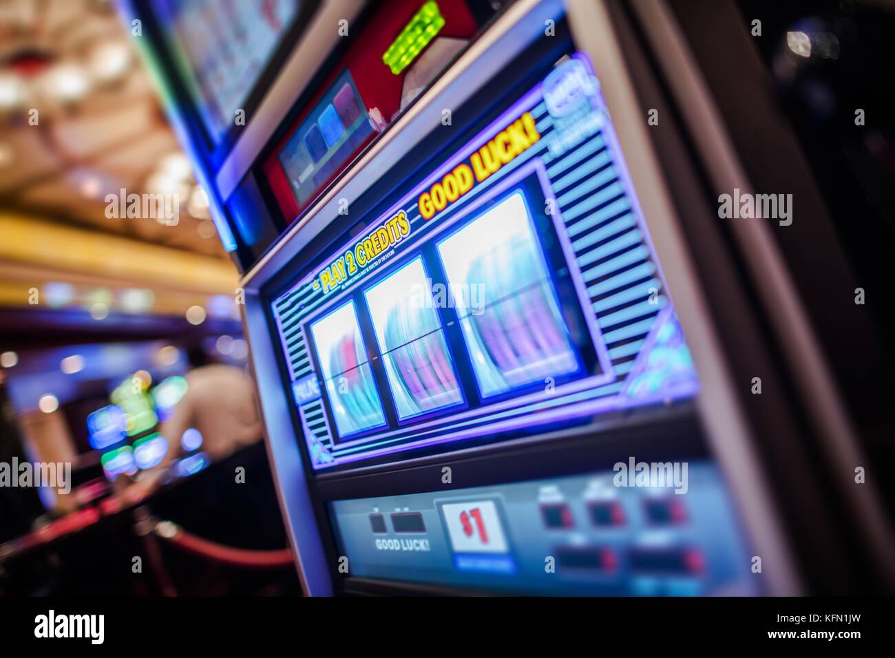 One Handed Bandit Machine. Spinning Drums of Slot Machine. Casino ...