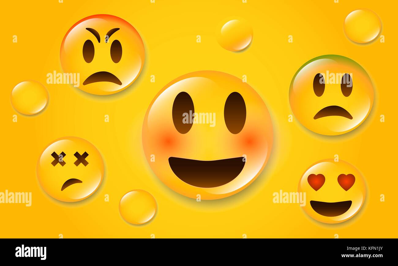 yellow emoticons in social media concept design vector illustration ...