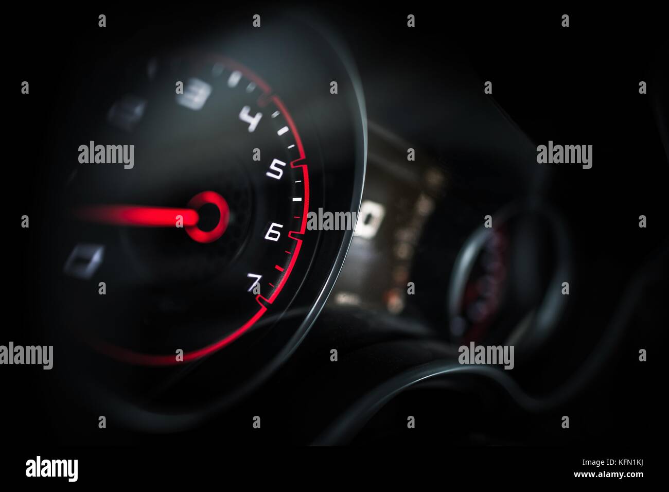 Sporty Car Dashboard Instruments. Rounds Per Minute Display. Modern ...