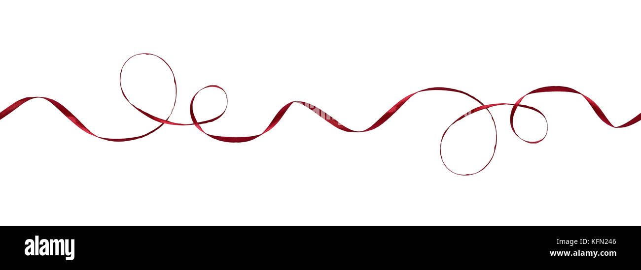 Wavy red silk ribbon isolated on white. Seamless pattern Stock Photo ...