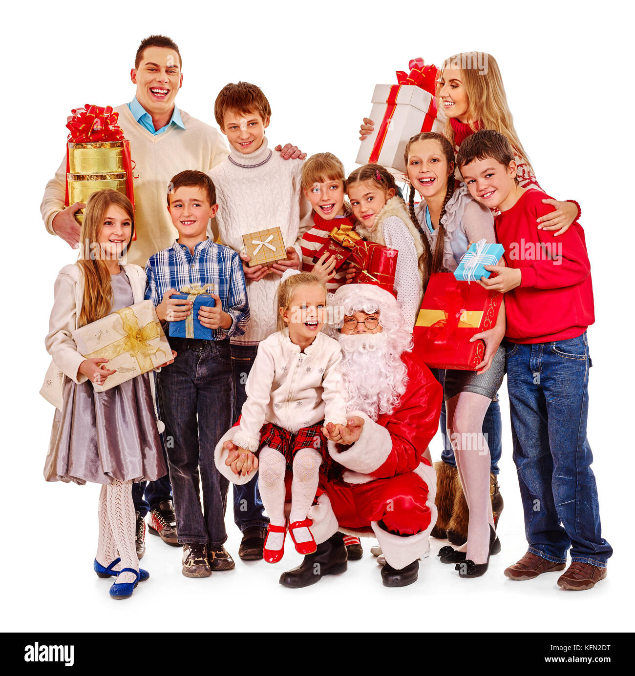 Mother father children christmas party Cut Out Stock Images & Pictures ...