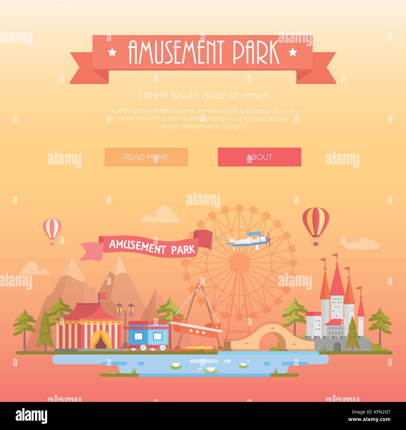 Amusement park - modern vector illustration Stock Vector Image & Art ...