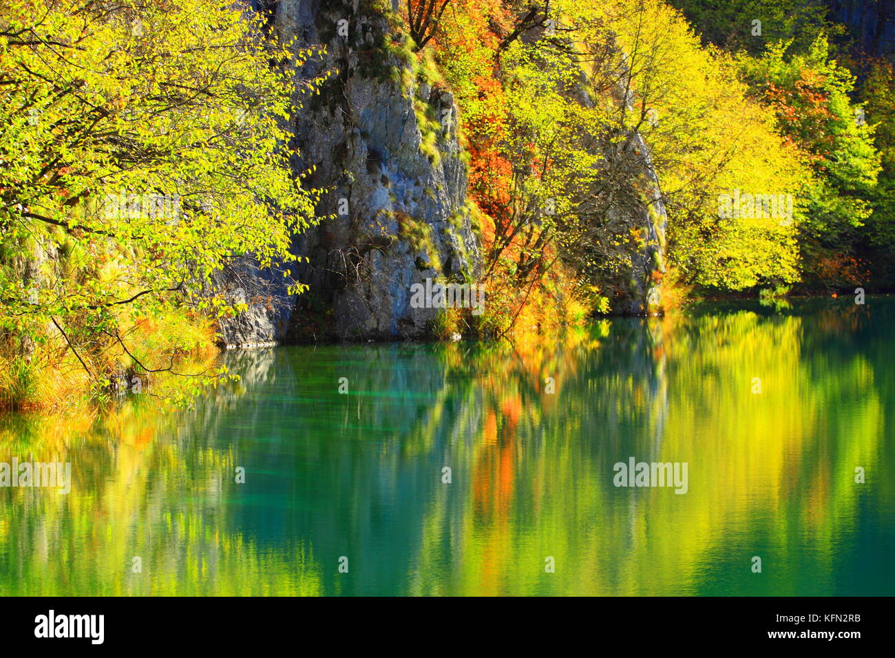 Fall colors on Plitvice lakes, Croatia Stock Photo - Alamy