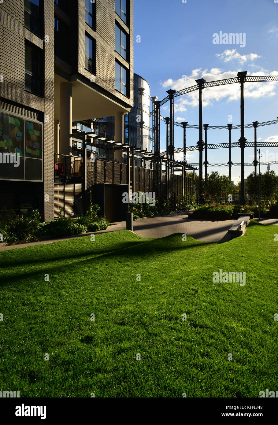 UK, London, Kings Cross Re-development, Gasholders, Housing, Apartments ...