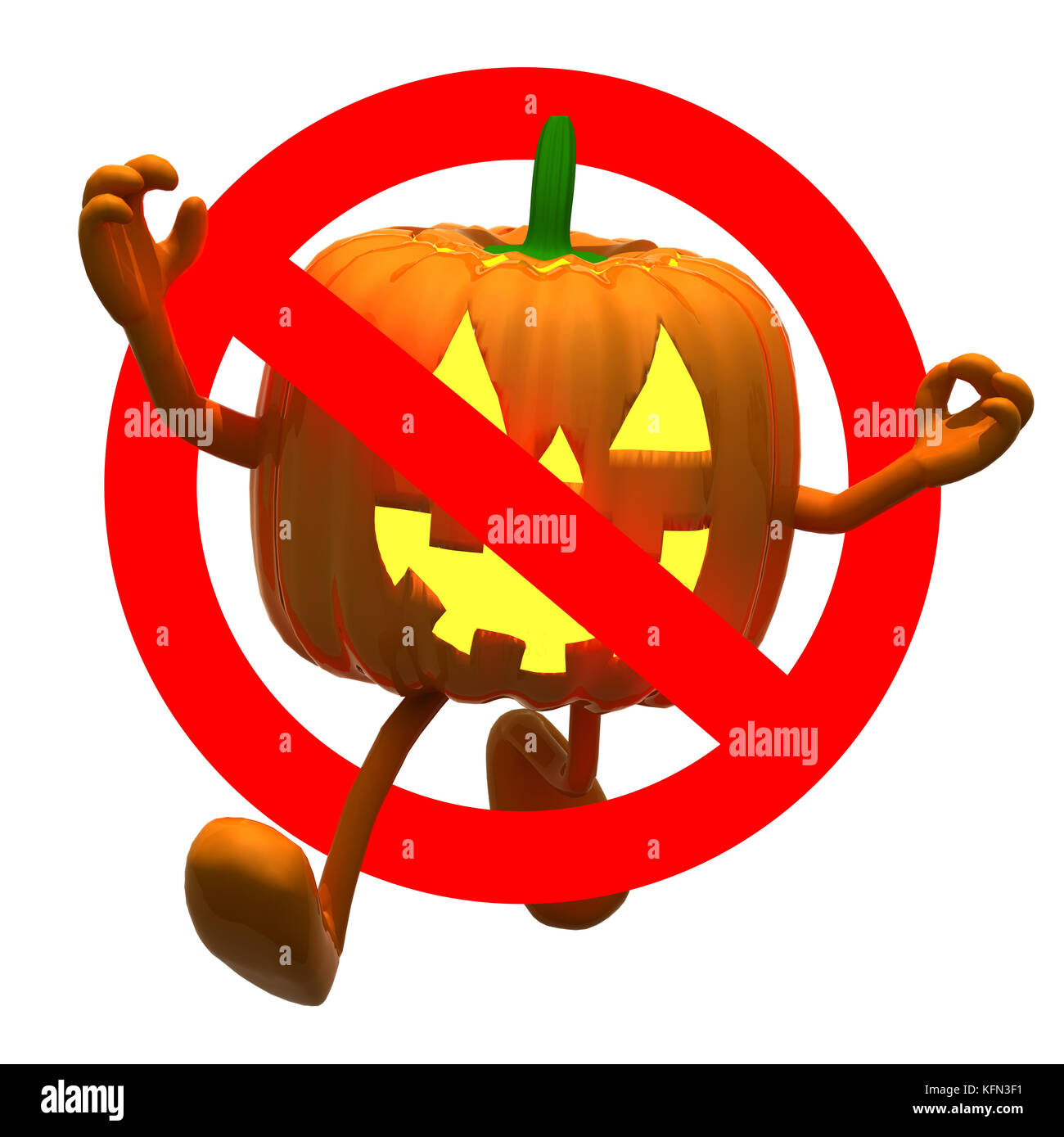 Sign no pumpkin halloween isolated on white 3d illustration Stock Photo ...