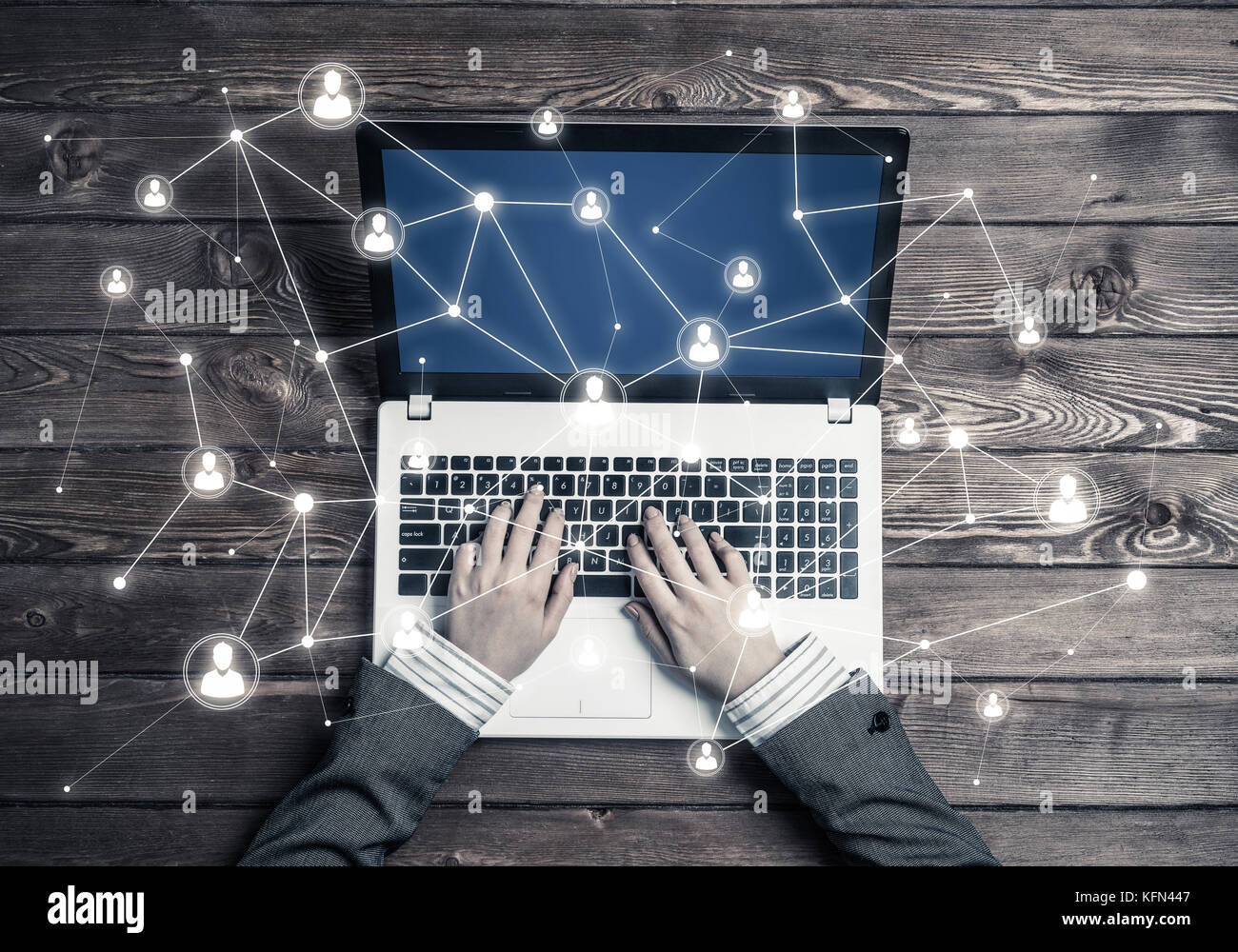 Concept of social connection and networking with social connecti Stock ...