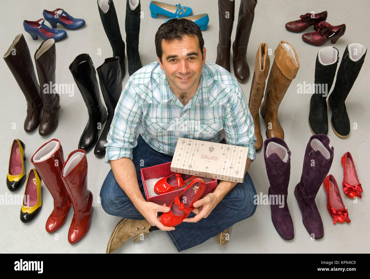 Nick Sinfield CEO of DuoBoots, Frome, Somerset, UK with a selection of ...