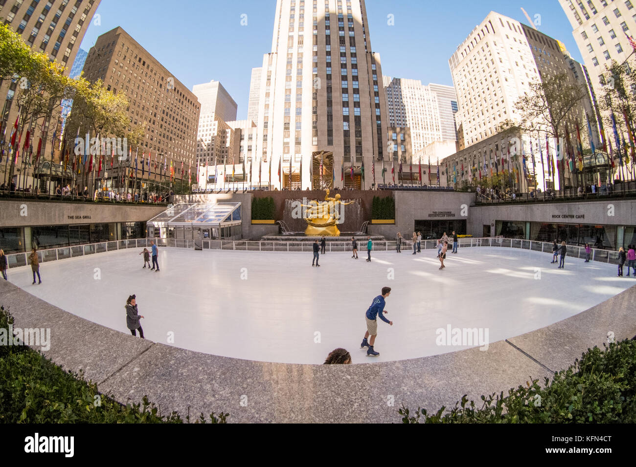 Rockefeller Center ice-skating rink in Midtown Manhattan in New York ...