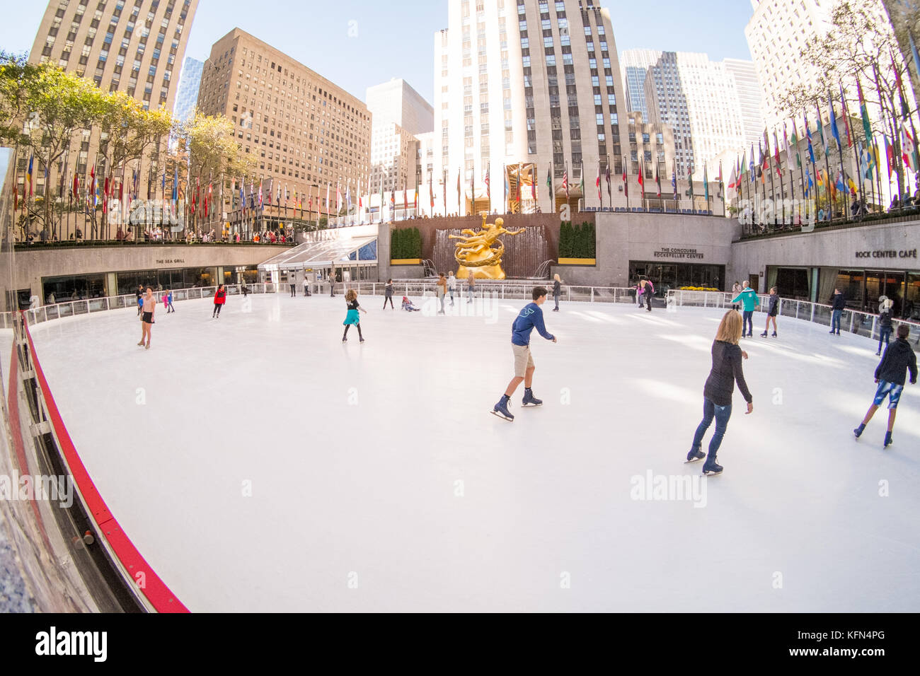 Rockefeller Center ice-skating rink in Midtown Manhattan in New York ...