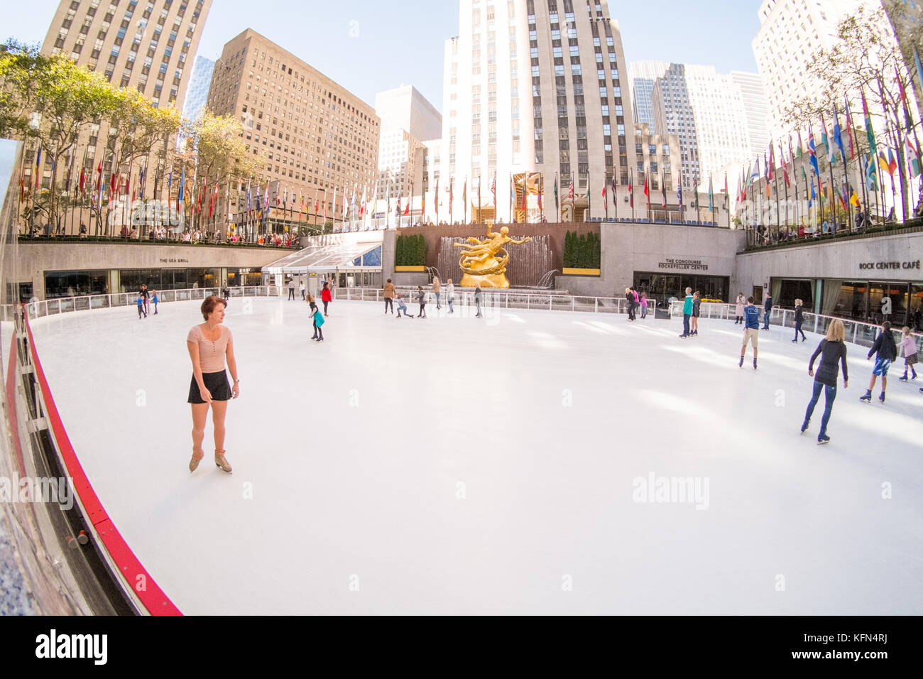 Rockefeller Center ice-skating rink in Midtown Manhattan in New York ...