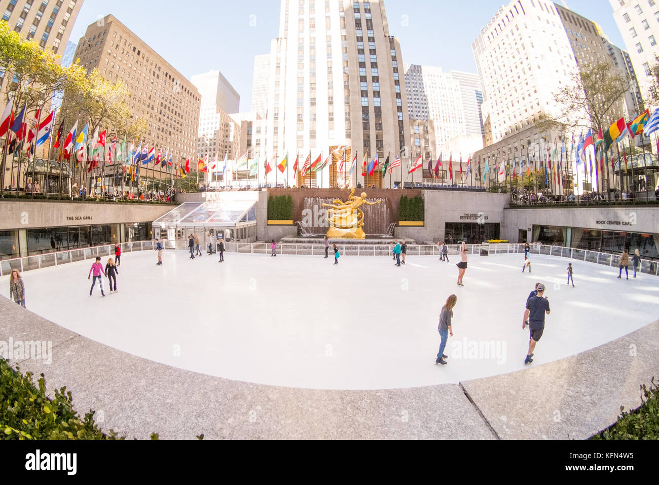 Rockefeller Center ice-skating rink in Midtown Manhattan in New York ...