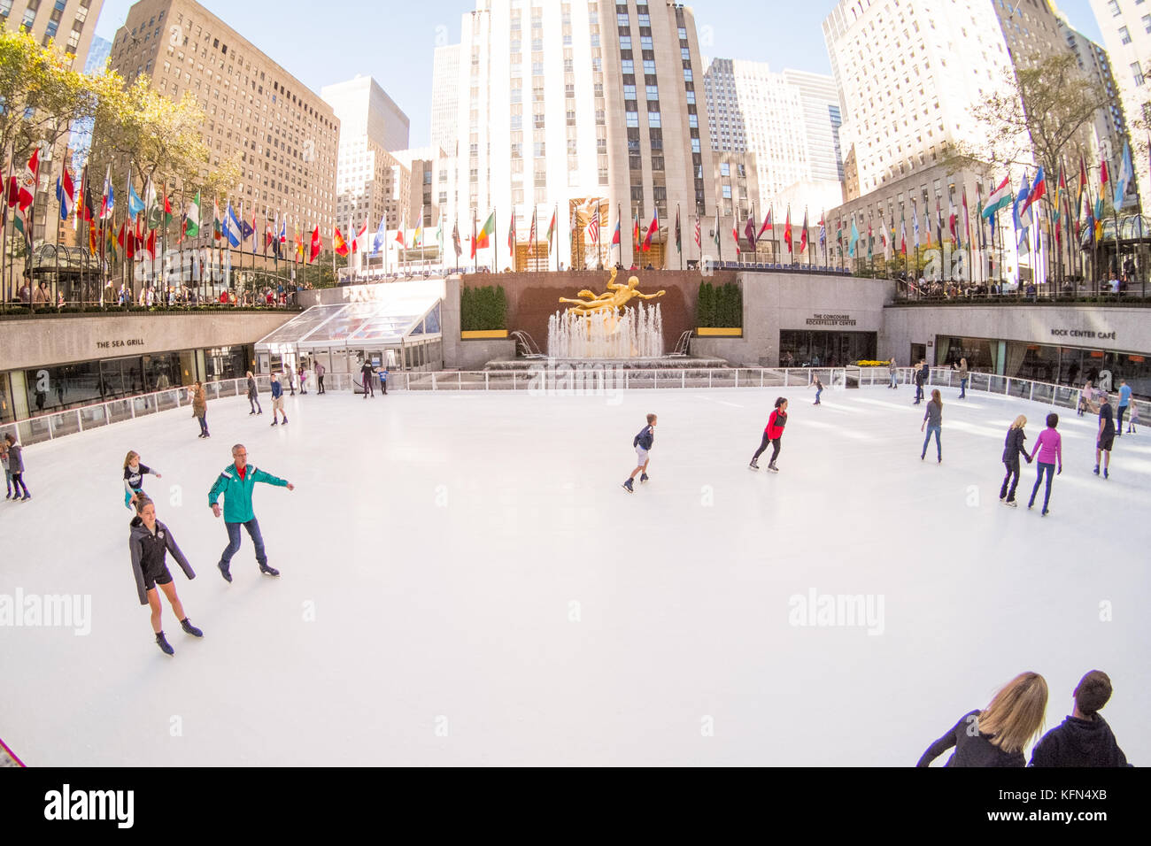 Rockefeller Center ice-skating rink in Midtown Manhattan in New York ...