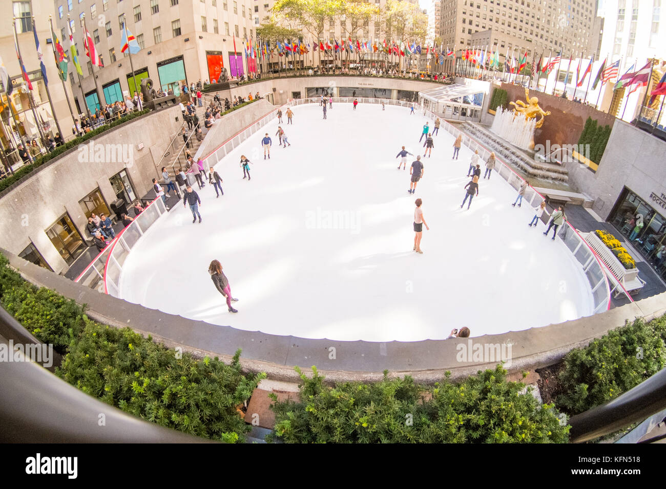 Rockefeller Center ice-skating rink in Midtown Manhattan in New York ...
