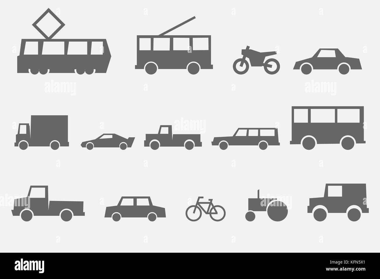 city transport simple monochrome icons side view Stock Vector Image ...