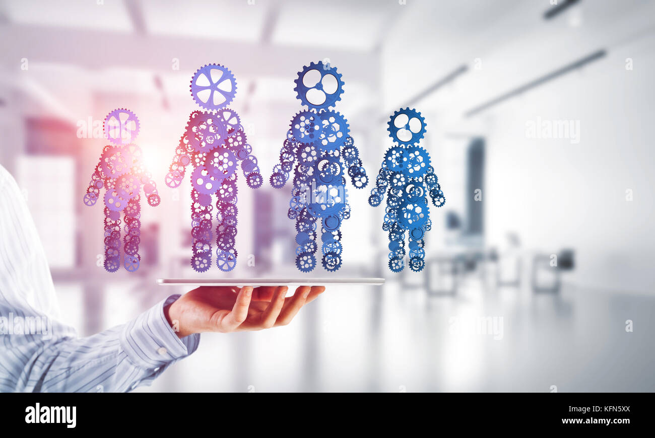 Concept of cooperation or maybe family with two figures presenting ...