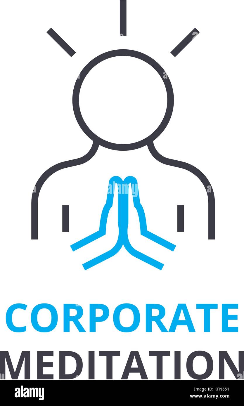 Corporate meditation concept , outline icon, linear sign, thin line ...
