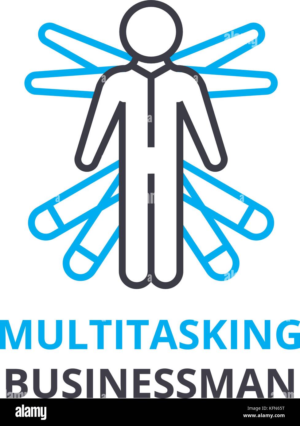 Multitasking businessman concept , outline icon, linear sign, thin line ...