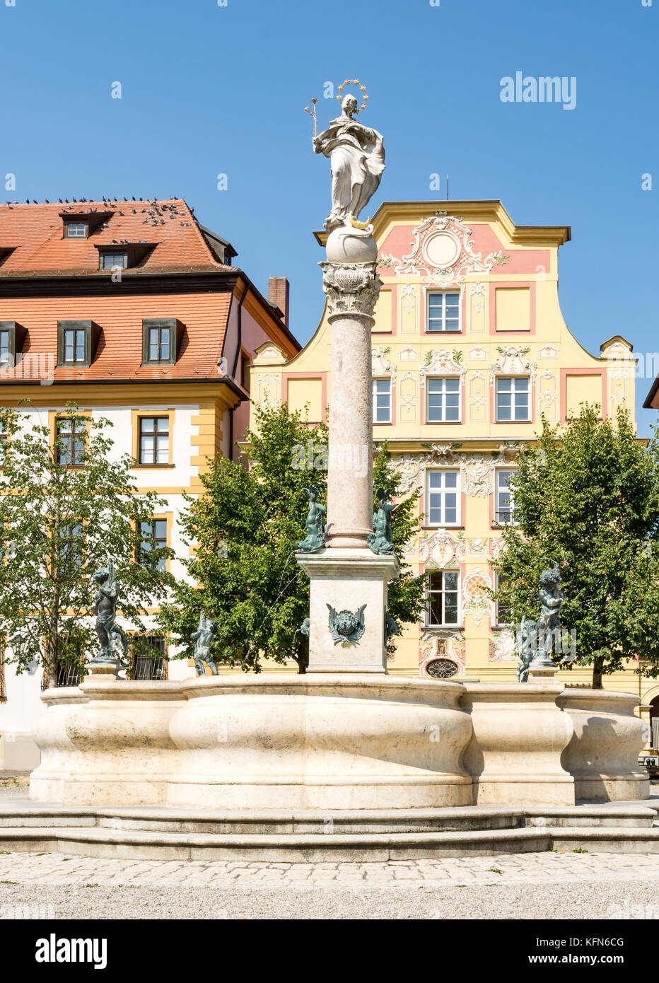Historic Karlsplatz square in the city Neuburg (Bavaria, Germany Stock ...