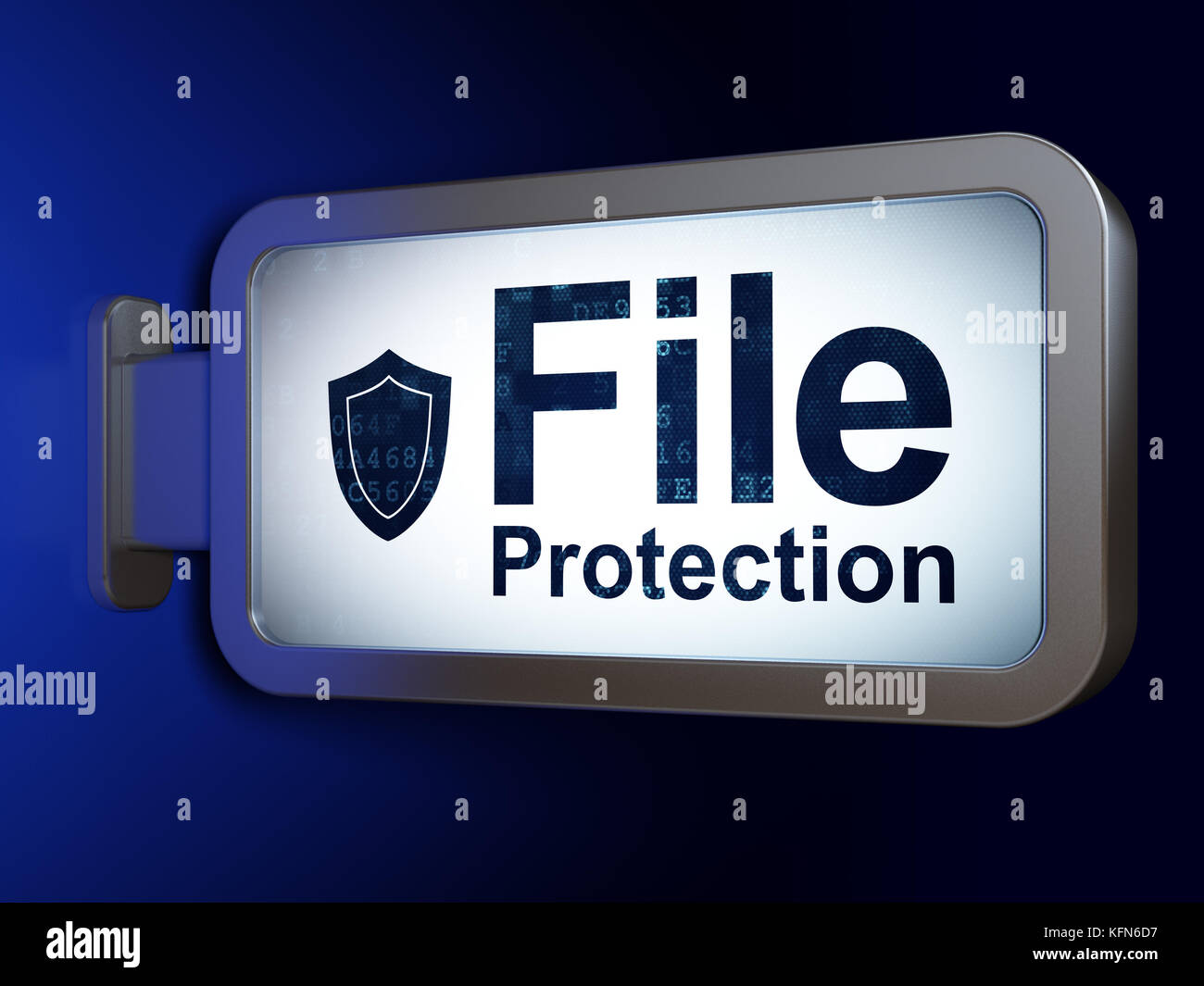 Security concept: File Protection and Shield on billboard background ...