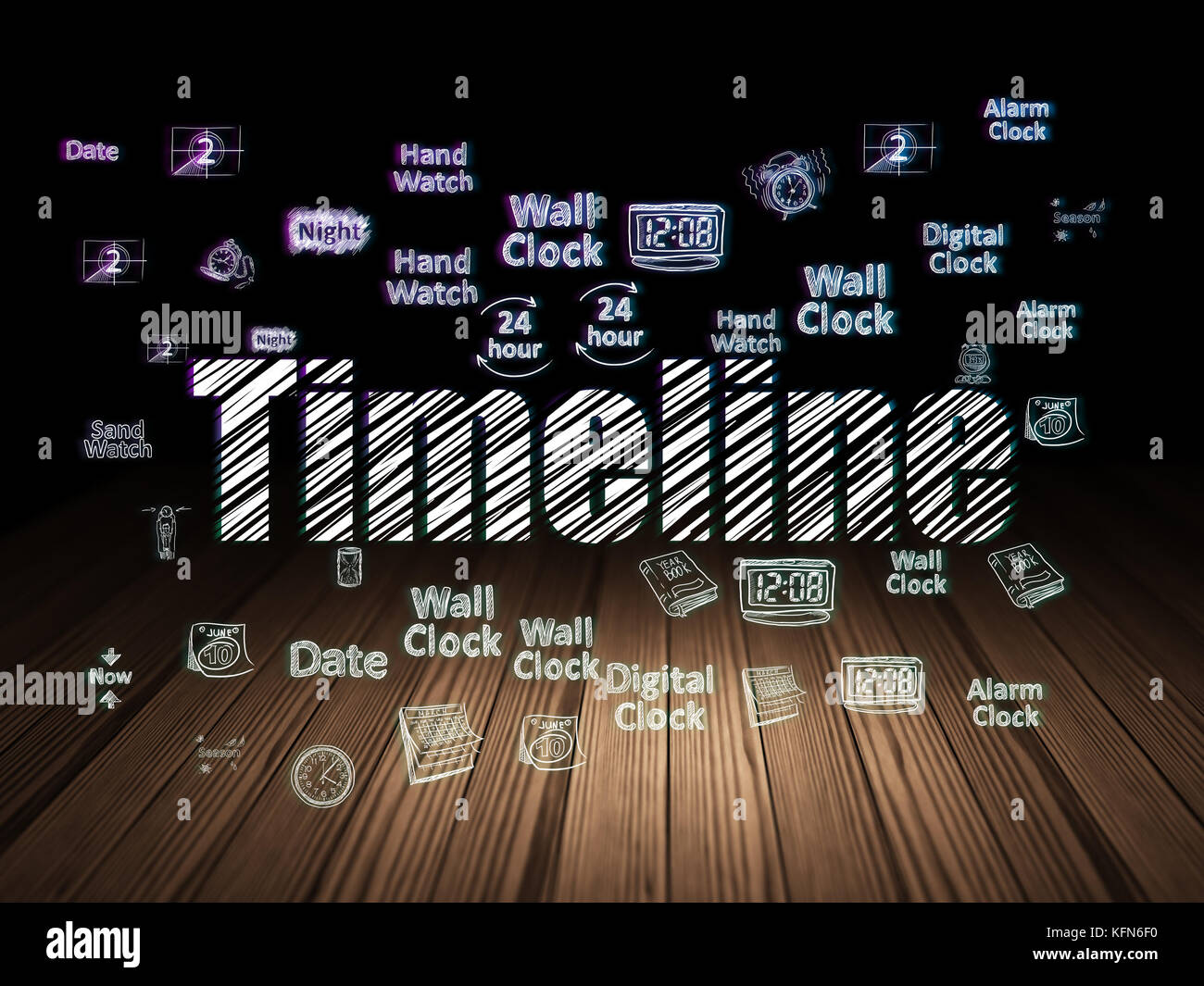 Time concept: Timeline in grunge dark room Stock Photo - Alamy
