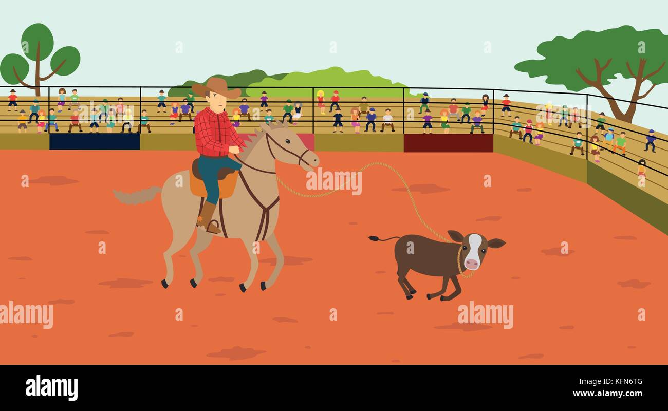 Cowboy on Horse. Rodeo background Stock Vector Image & Art - Alamy