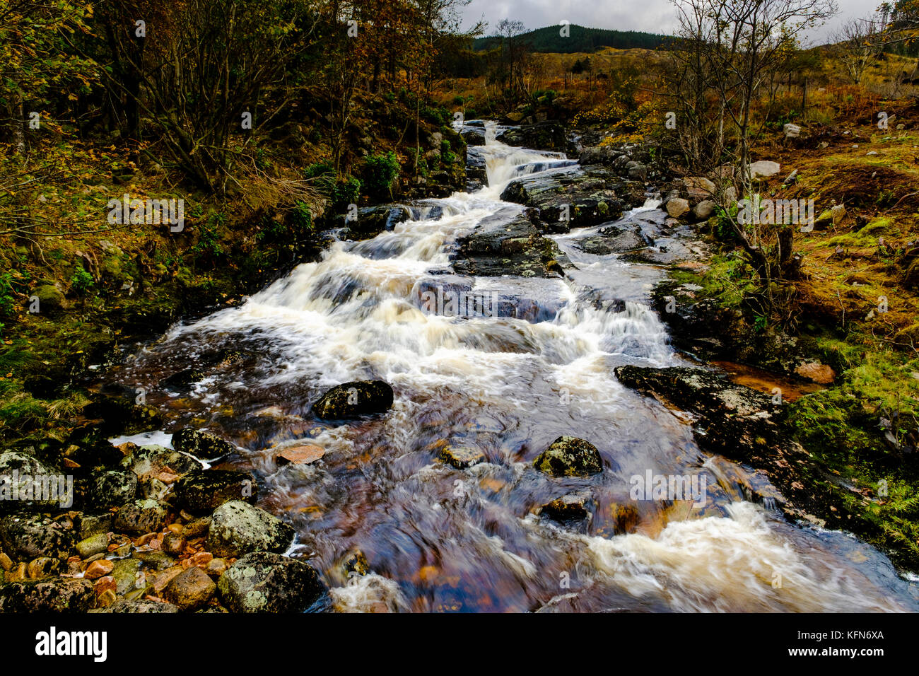 Waterfall on a small stream flowing into the River Etive, Highlands of ...