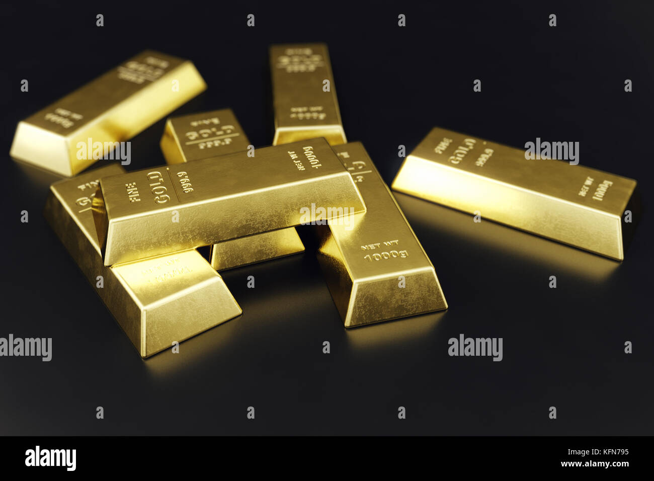 Stack close-up Gold Bars, weight of Gold Bars 1000 grams Concept of wealth and reserve. Concept ...