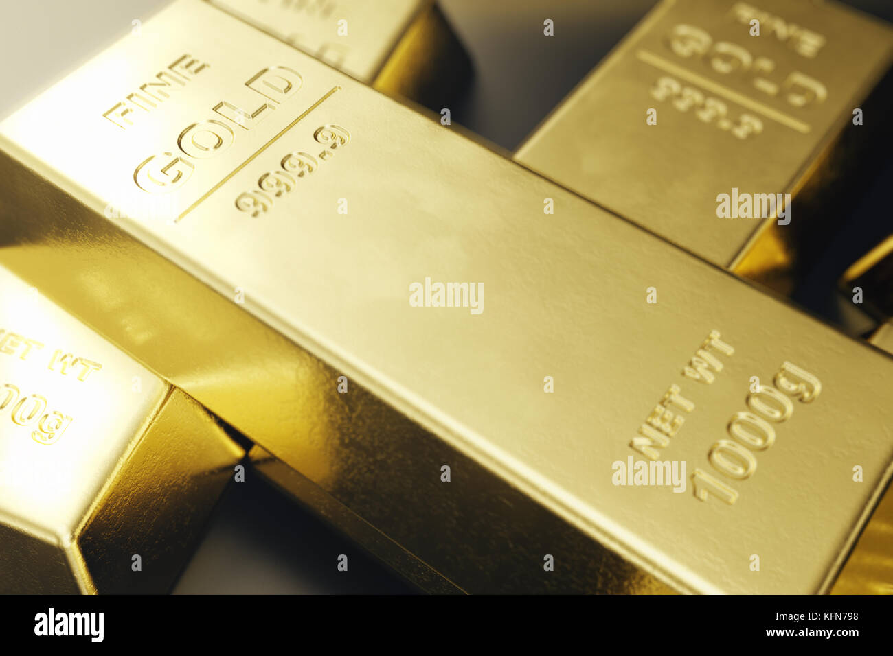 Stack close-up Gold Bars, weight of Gold Bars 1000 grams Concept of wealth and reserve. Concept ...