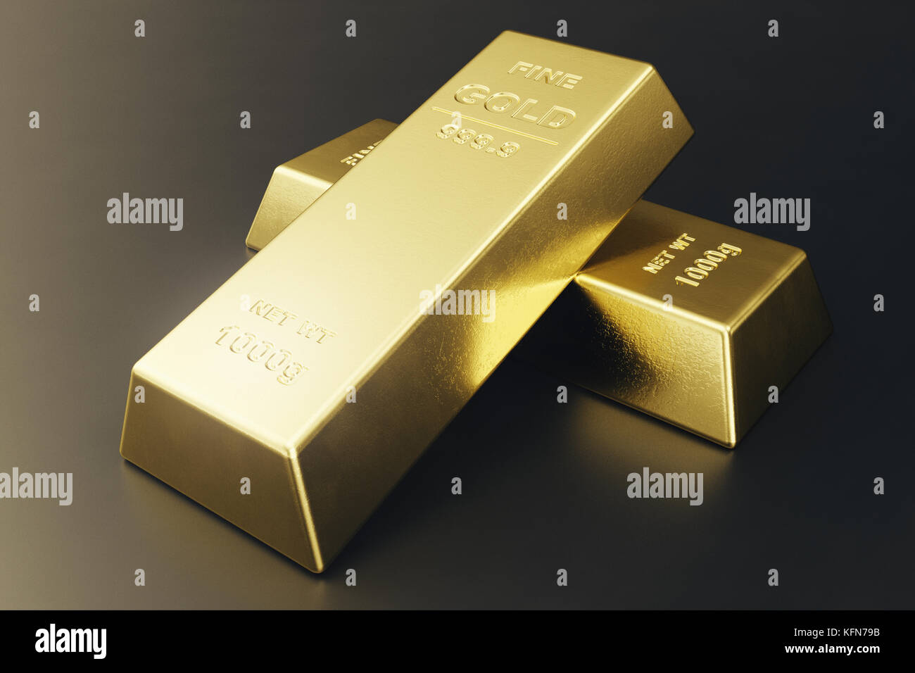 Stack close-up Gold Bars, weight of Gold Bars 1000 grams Concept of wealth and reserve. Concept ...