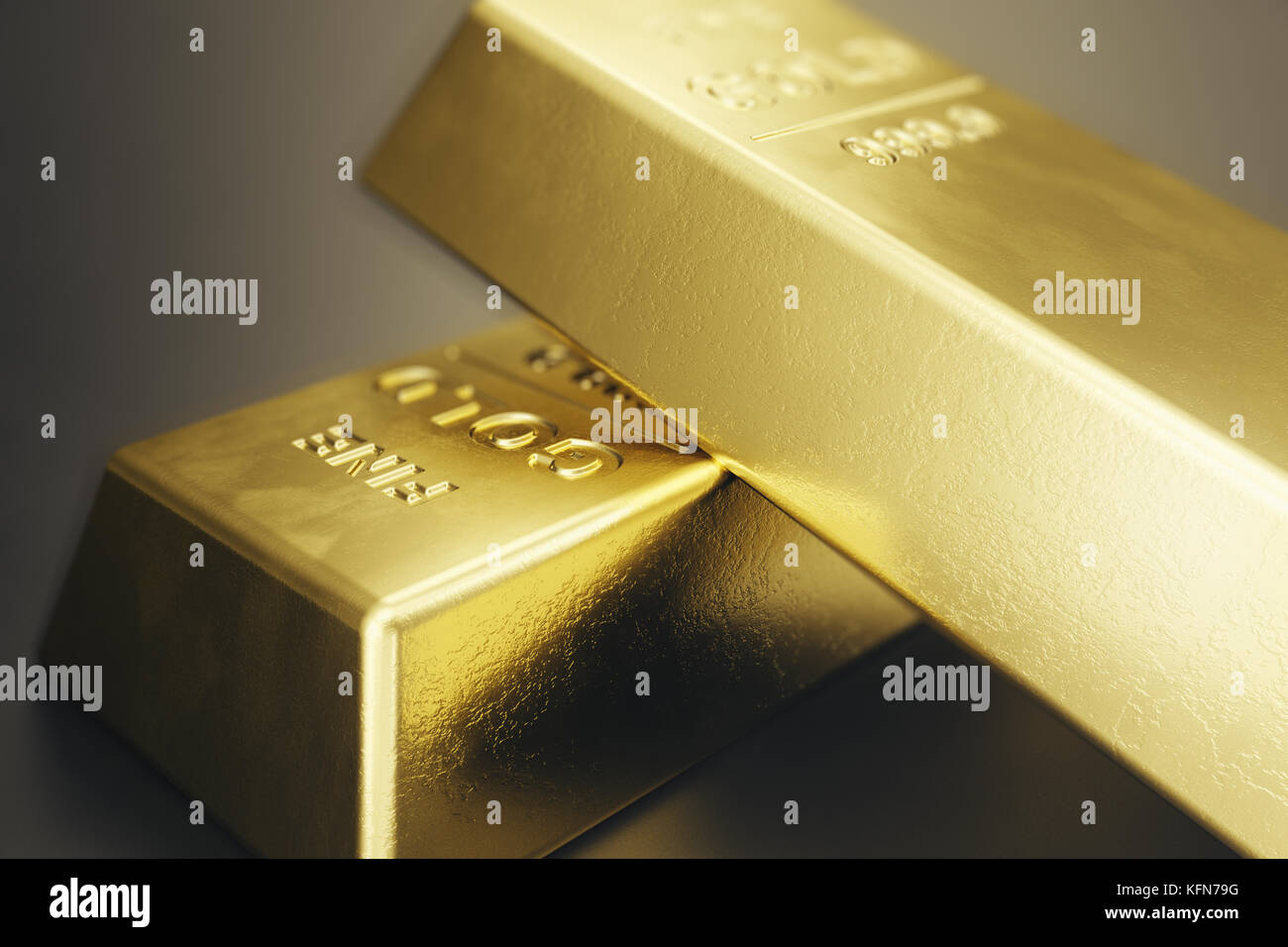 Stack close-up Gold Bars, weight of Gold Bars 1000 grams Concept of ...