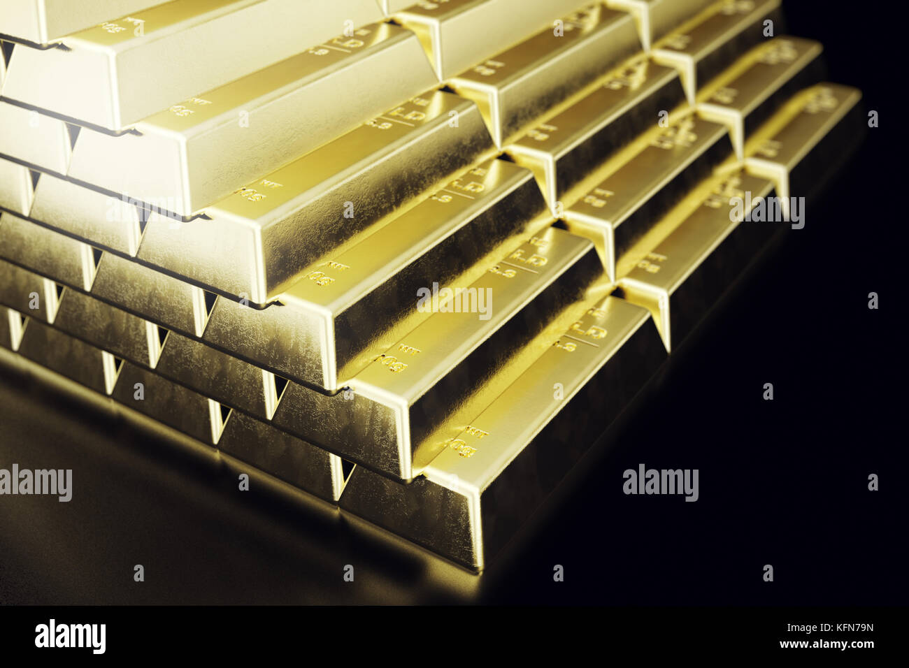Stack close-up Gold Bars, weight of Gold Bars 1000 grams Concept of wealth and reserve. Concept ...