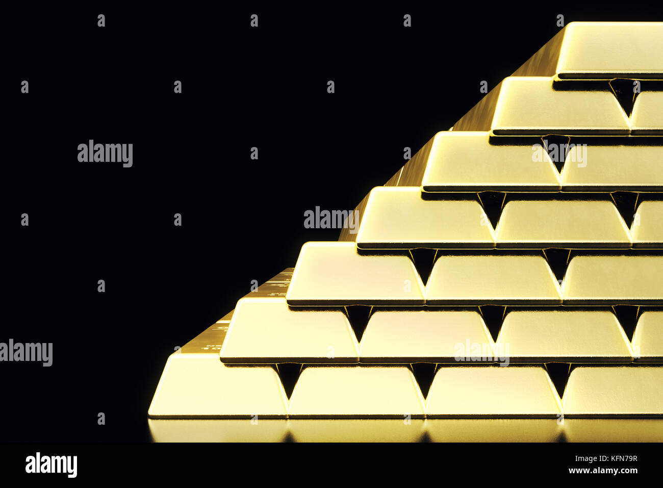 Stack close-up Gold Bars, weight of Gold Bars 1000 grams Concept of ...