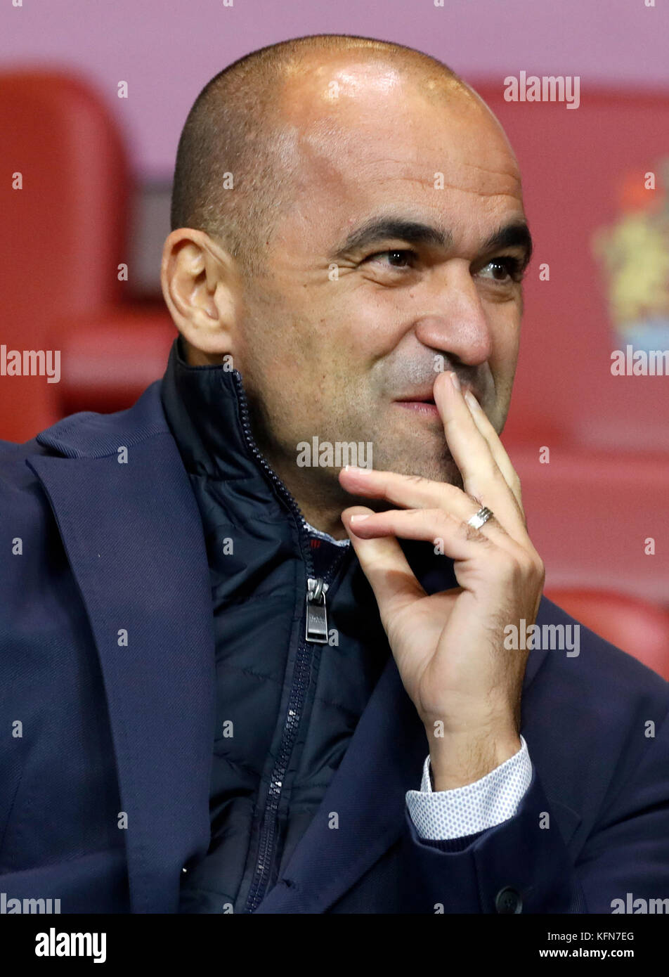 Belgium manager Roberto Martinez in the stands during the Premier ...