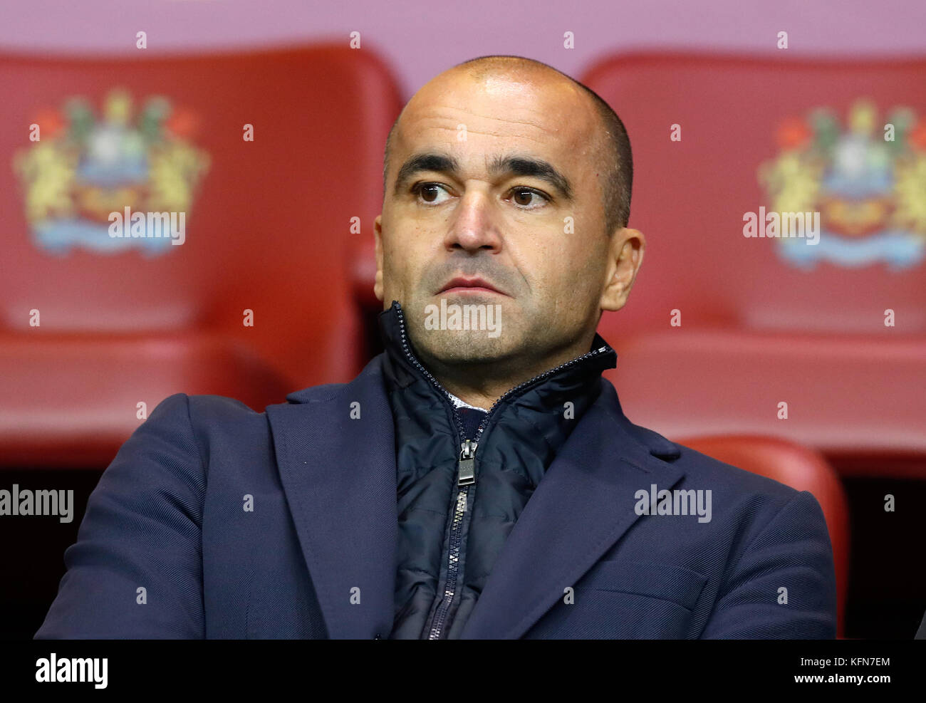 Belgium manager Roberto Martinez in the stands during the Premier ...