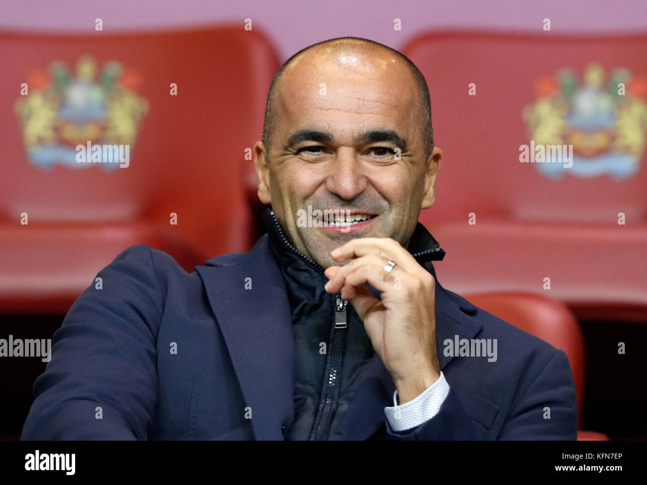 Belgium manager Roberto Martinez in the stands during the Premier ...