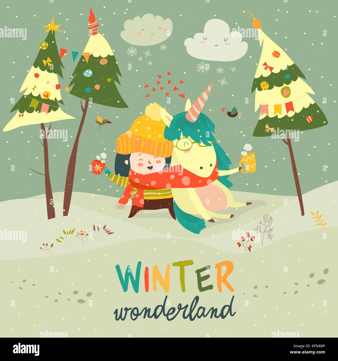 Girl winter clothes cartoon hi-res stock photography and images - Alamy