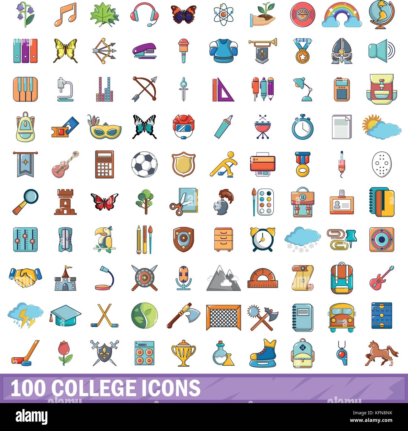 100 college icons set, cartoon style Stock Vector Image & Art - Alamy