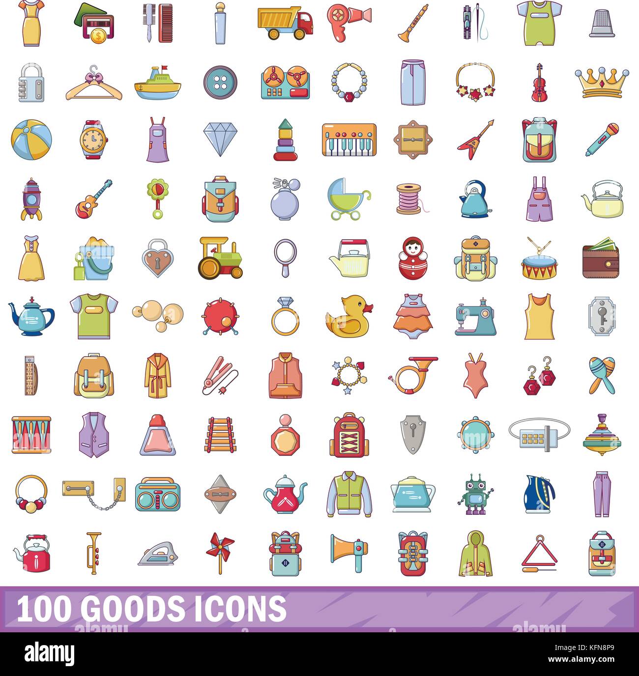 100 goods icons set, cartoon style Stock Vector Image & Art - Alamy