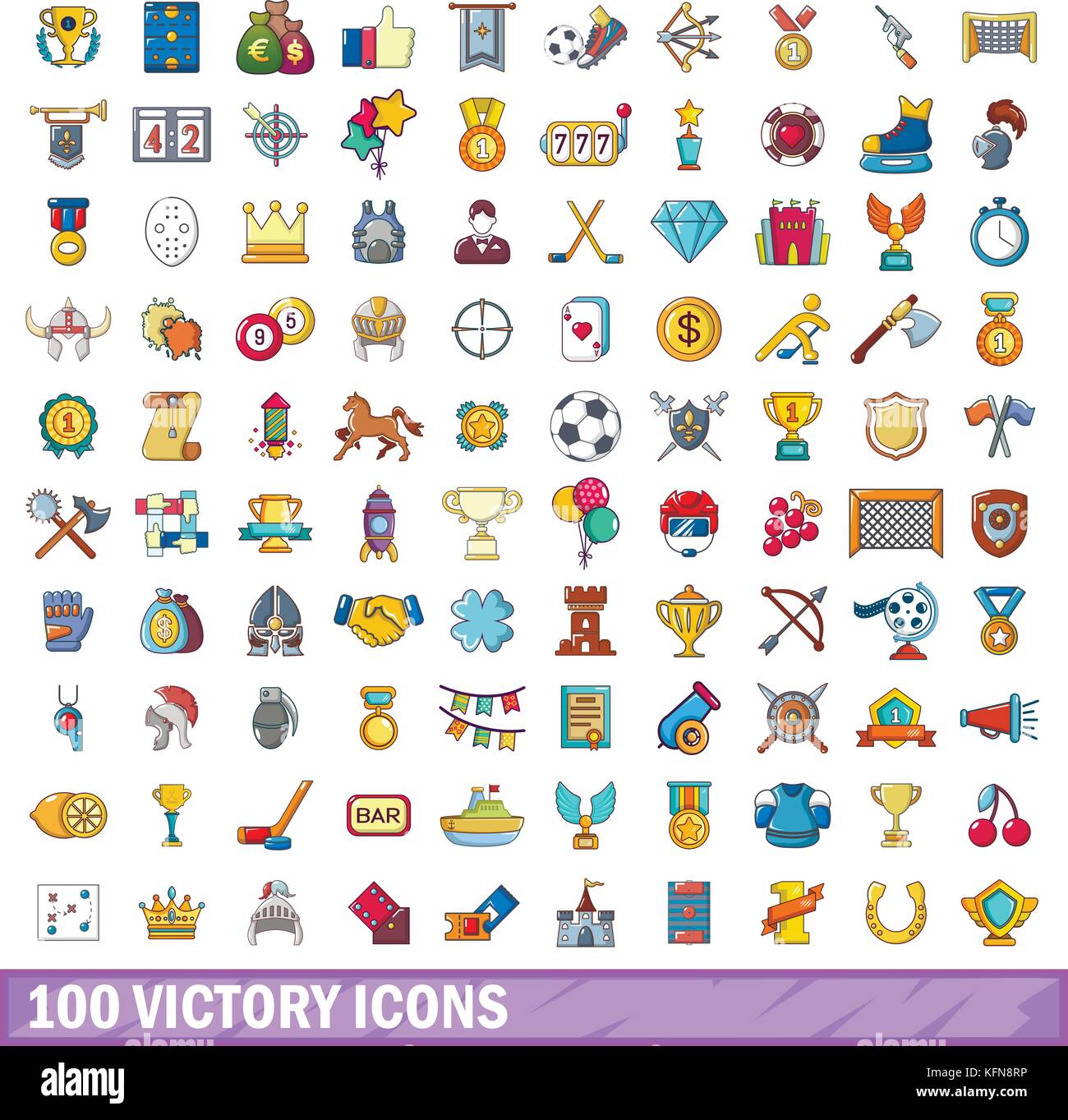 100 victory icons set, cartoon style Stock Vector Image & Art - Alamy