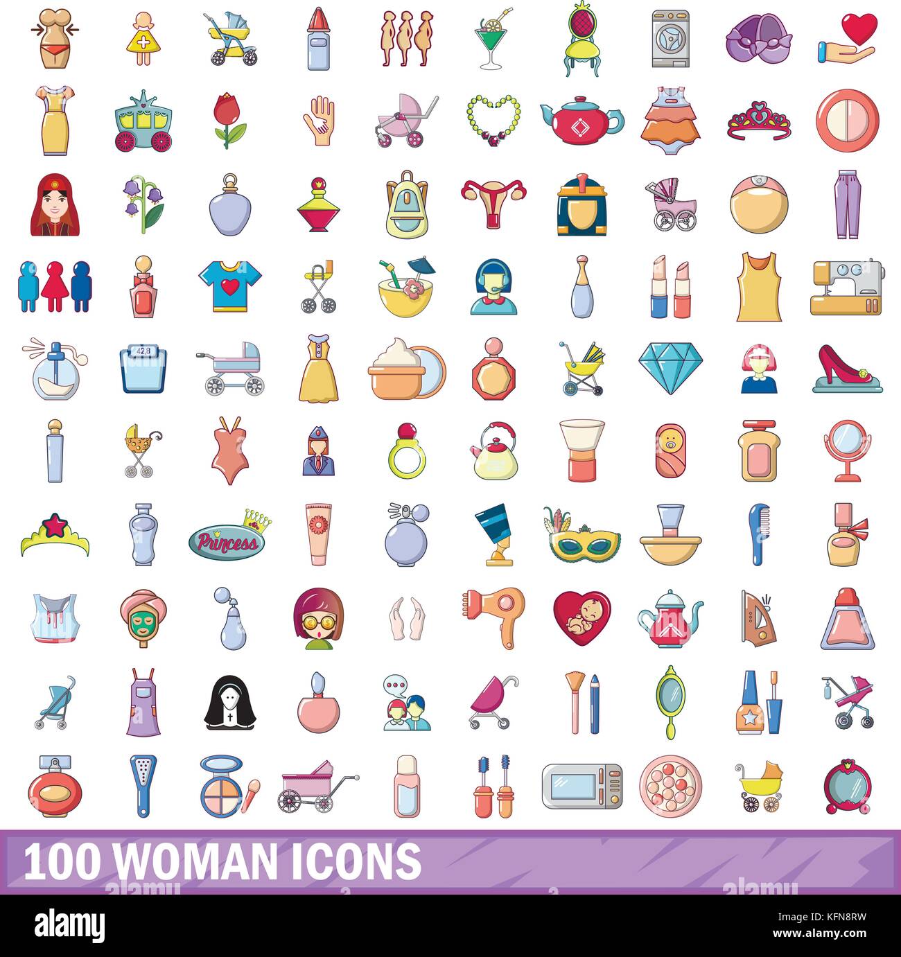 100 woman icons set, cartoon style Stock Vector Image & Art - Alamy