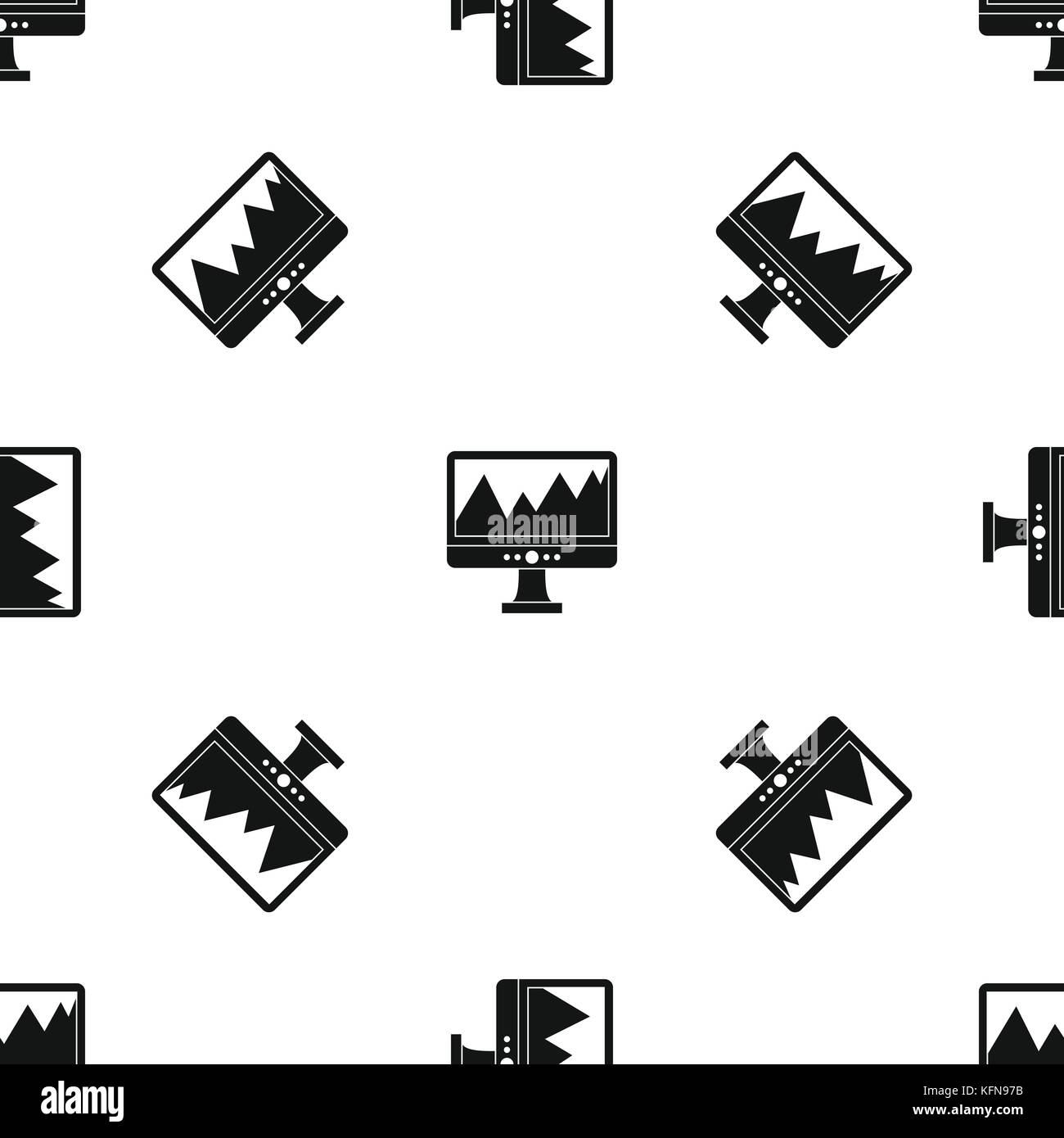 Monitor and a chart pattern seamless black Stock Vector Image & Art - Alamy