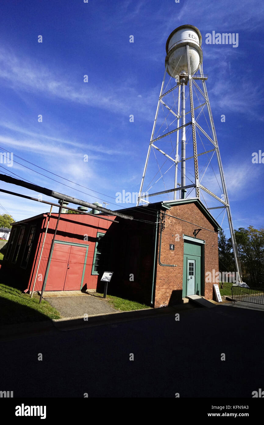 Buildings of Thomas Edison's laboratory compound with water tower in ...